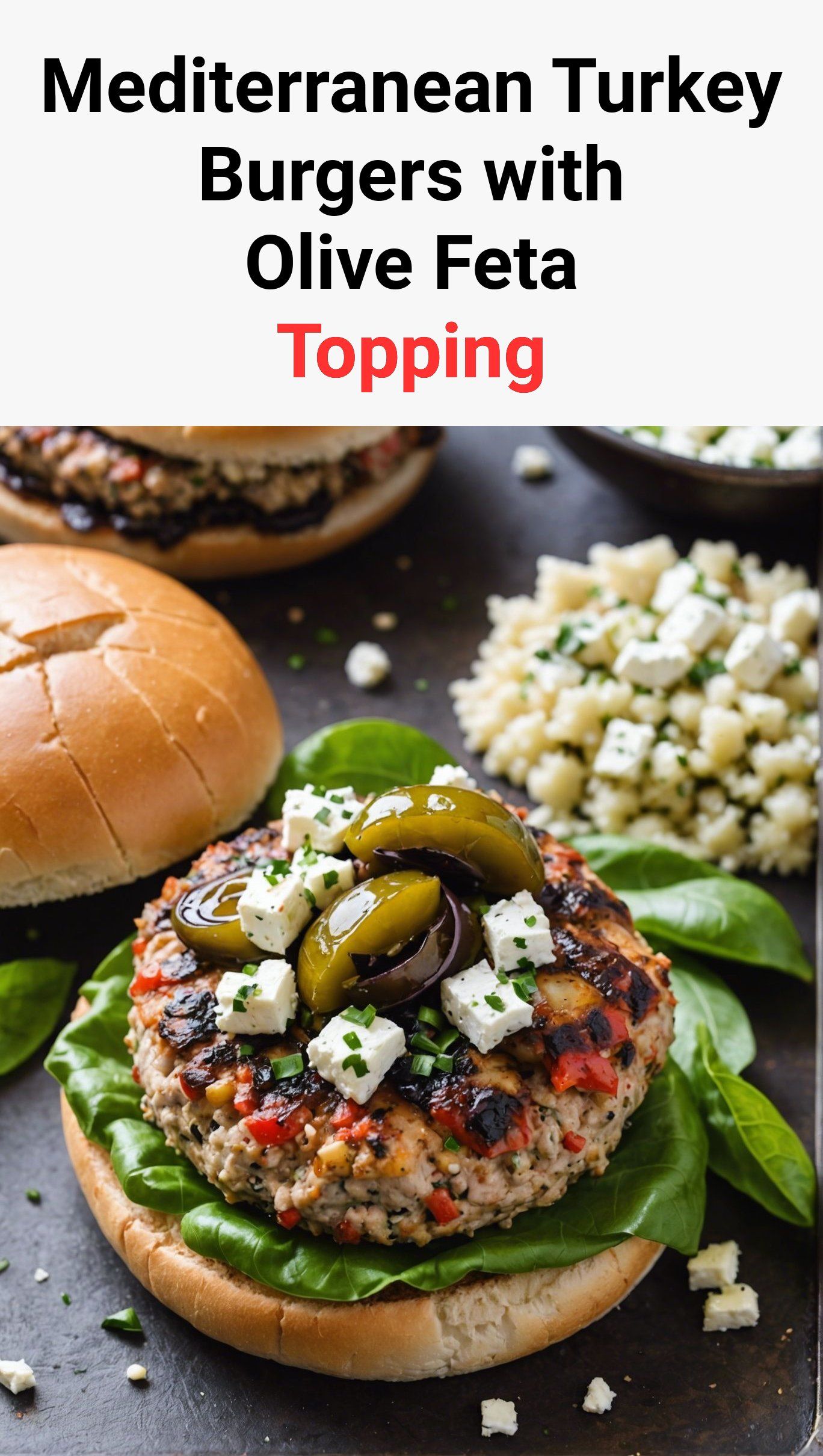 Mediterranean Ground Turkey Burgers With Olive And Feta Topping ...